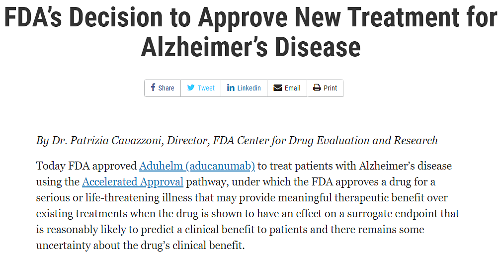 Nature评论 | FDA批准阿尔茨海默症新药：治疗突破 or 底线突破？医药新闻-ByDrug-一站式医药资源共享中心-医药魔方